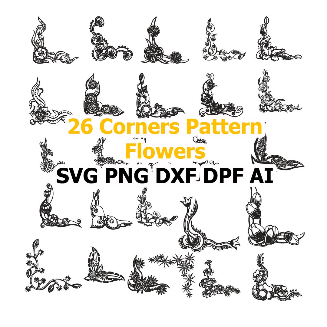 26 SVG Png Pdf Dxf Canto Padrão Molduras Pacote Corte a Laser Gravar ...