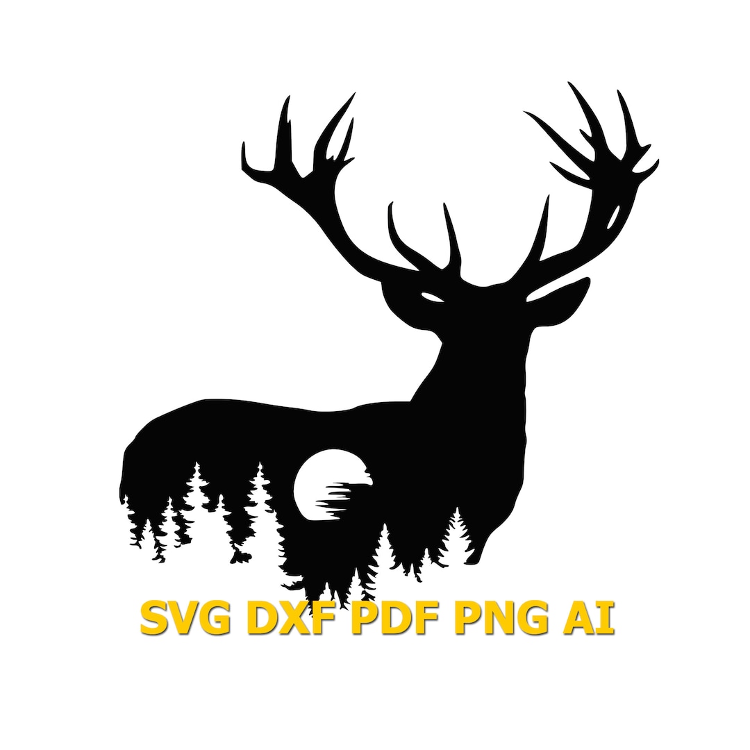 Deer SVG, Panels, on the Wall, Deer, Forest, Moon, Lasercut File, 3D ...