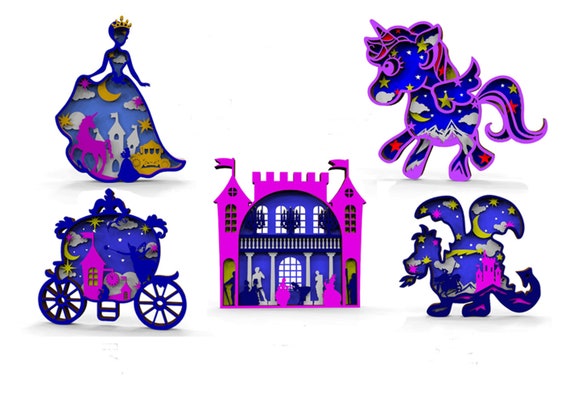 cdr lasercut file Set of 5 glowforge svg 5-layer panel laser cut vector ...