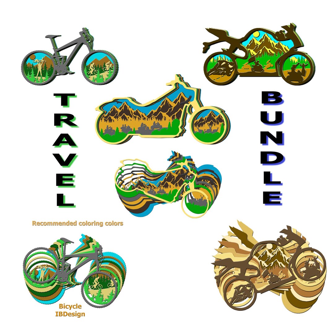 Travel Bundle SVG, Bicycle SVG Layer, Bike SVG, Motocycle Svg, Chopper ...