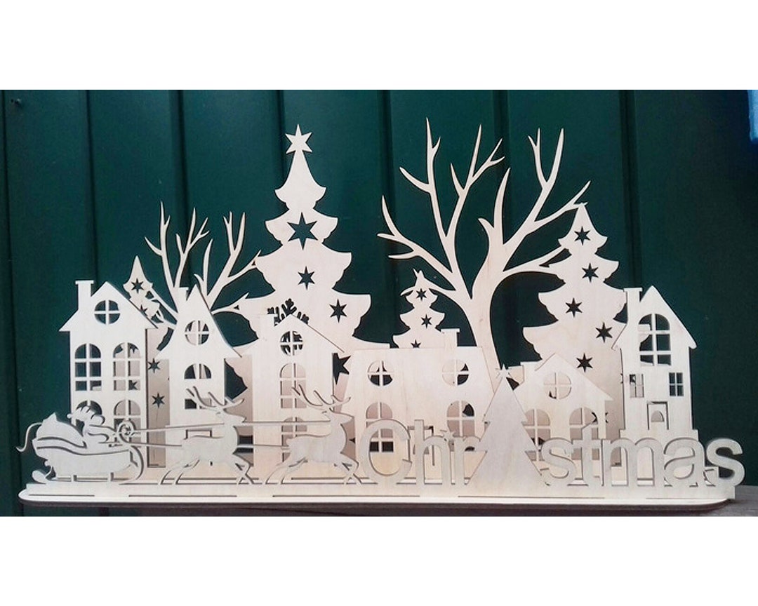 Three-layer Christmas Scene, Lasercut File, 3D Puzzle, Vector, Laser ...