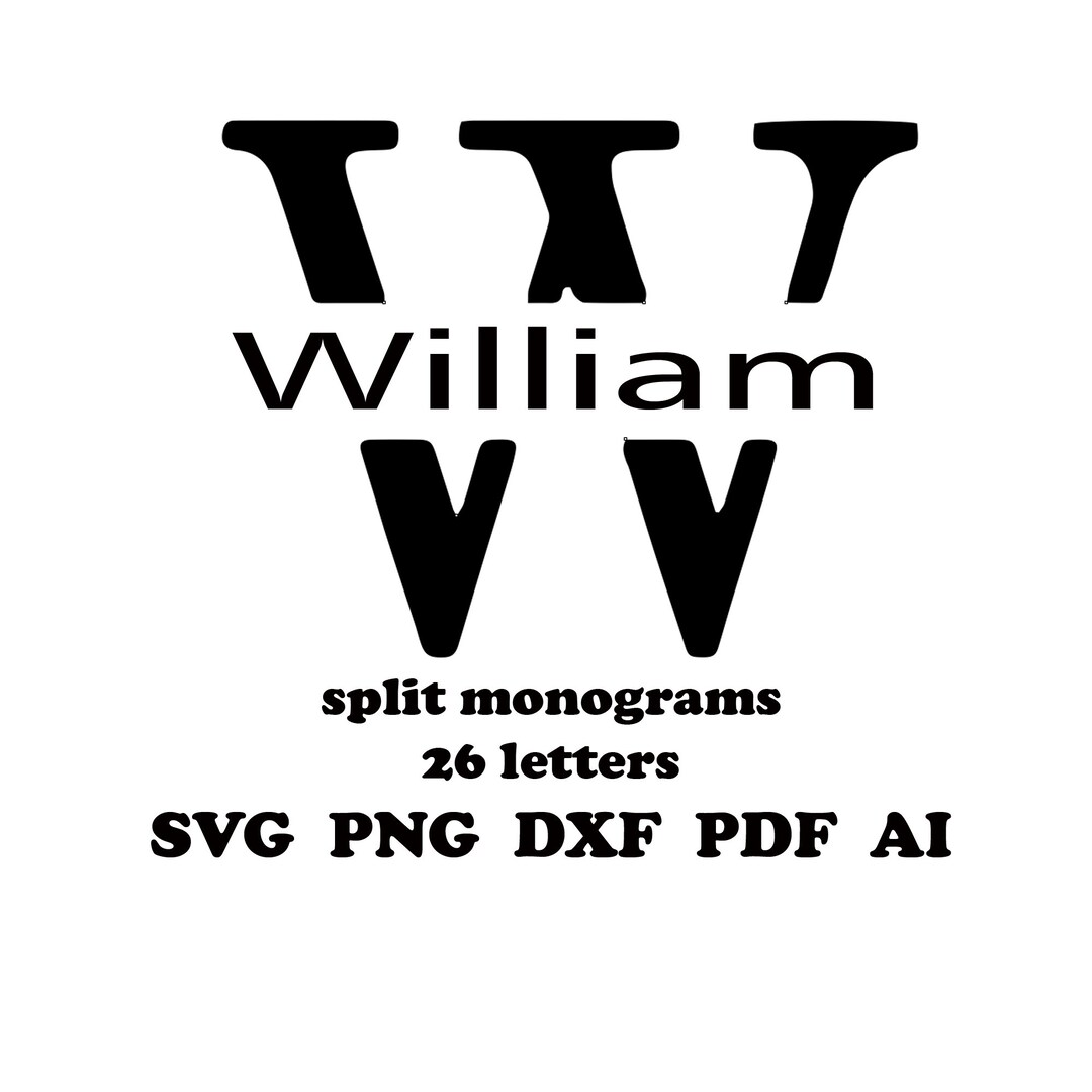 Split Monogram SVG Bundle, Spilt Letter Svg, Alphabet Clipart, Last ...