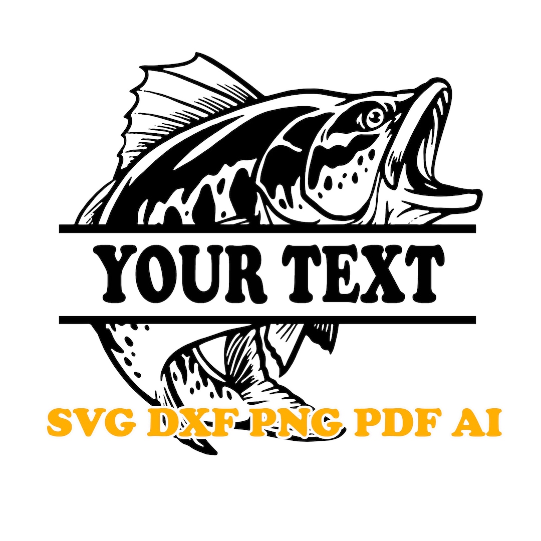Bass Fishing Monogram Svg, Fishing Svg, Bass Name Fish Svg, Bass ...