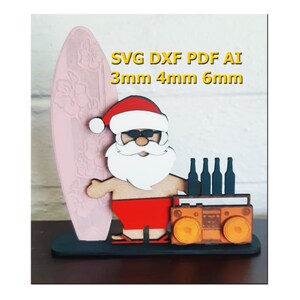 Santa 5 Layer Art Piece SVG, PDF, DXF, Ai, Santa Surf Layered ...