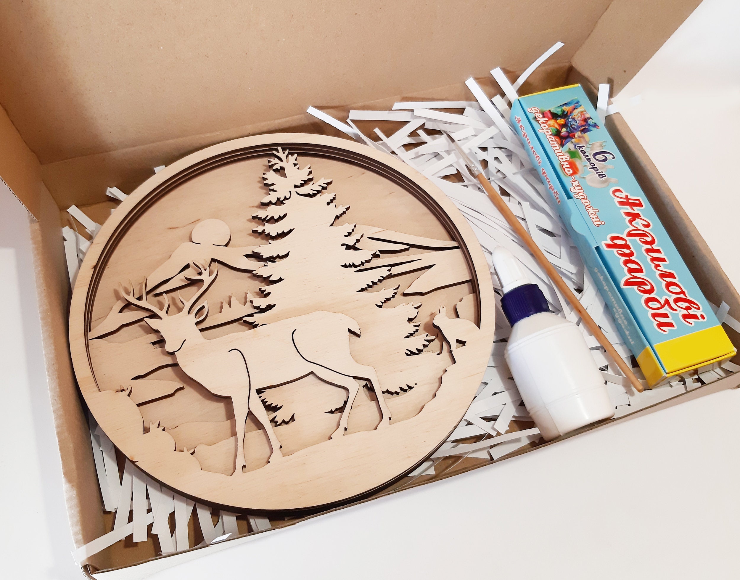 4-layer Panel Coloring Deer and Mountains Lasercut File 3D - Etsy