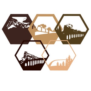 Train Hexagon Shadow Box SVG, 5 Layer Art Piece Wooden Train Laser Cut ...