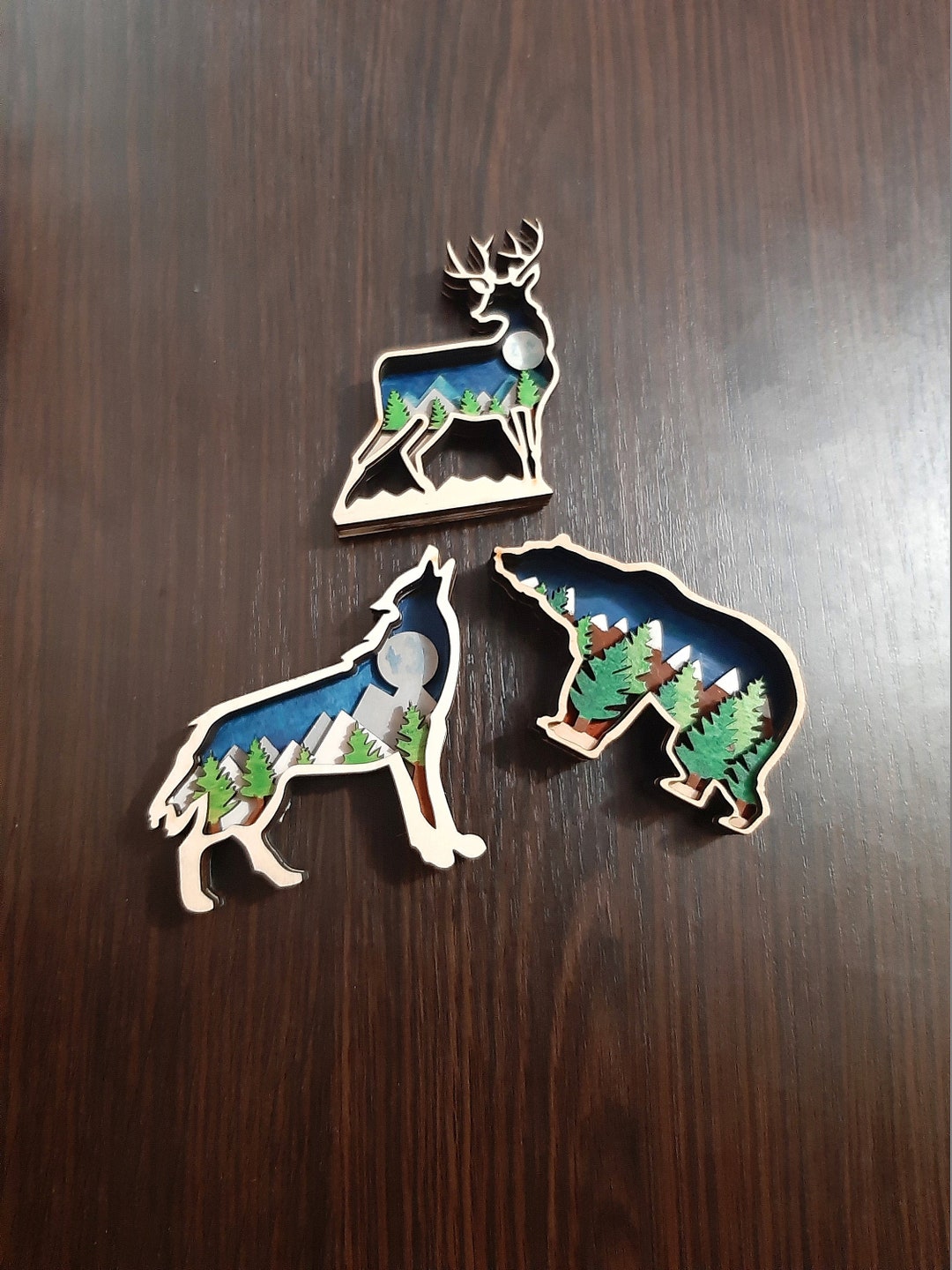 Set of 3 Animals 5 Layer Art Piece SVG, PDF, DXF, Ai, Multi-layer File ...
