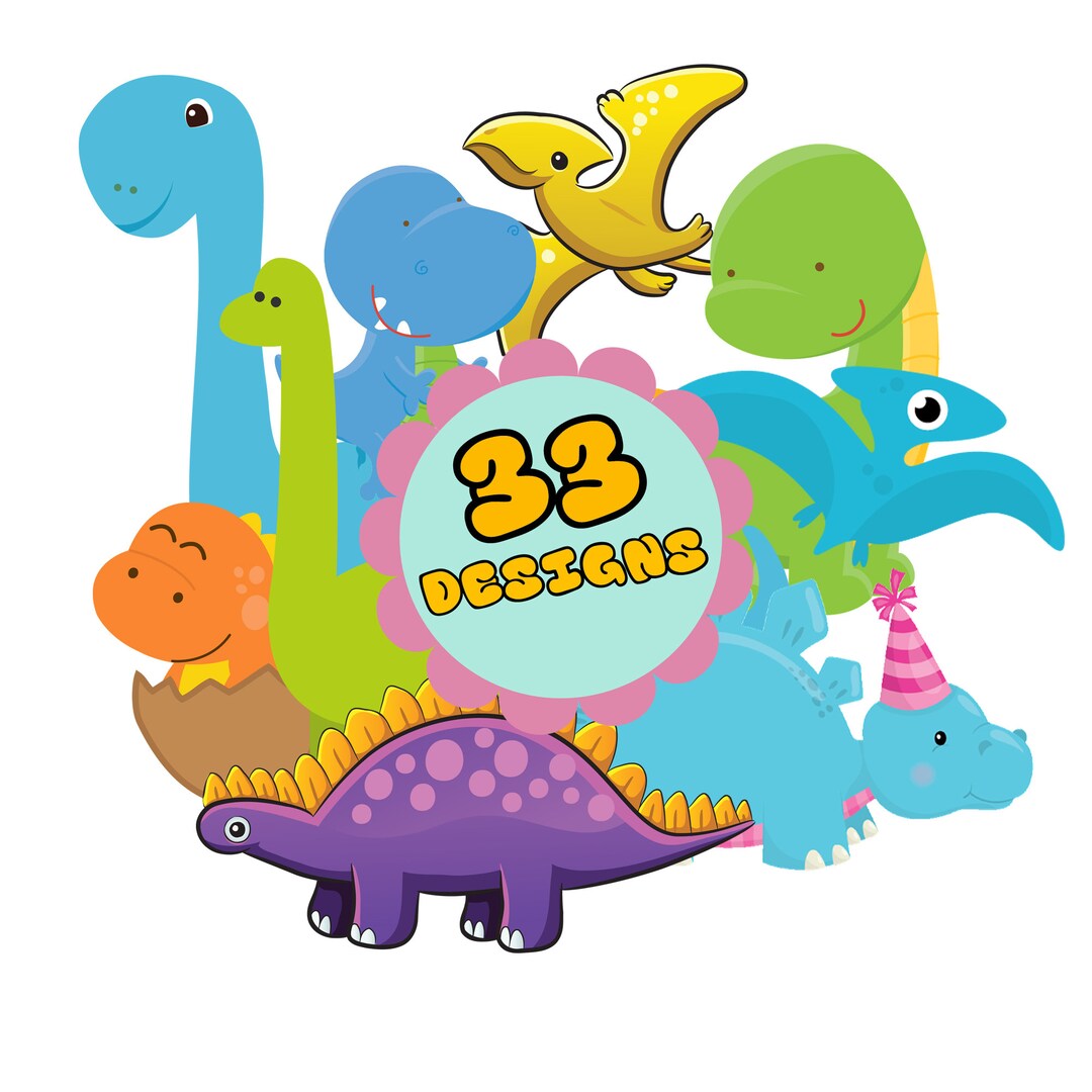 33 Dinosaur Clipart, Cute Dinos Clipart, Scrapbook Printable Commercial ...