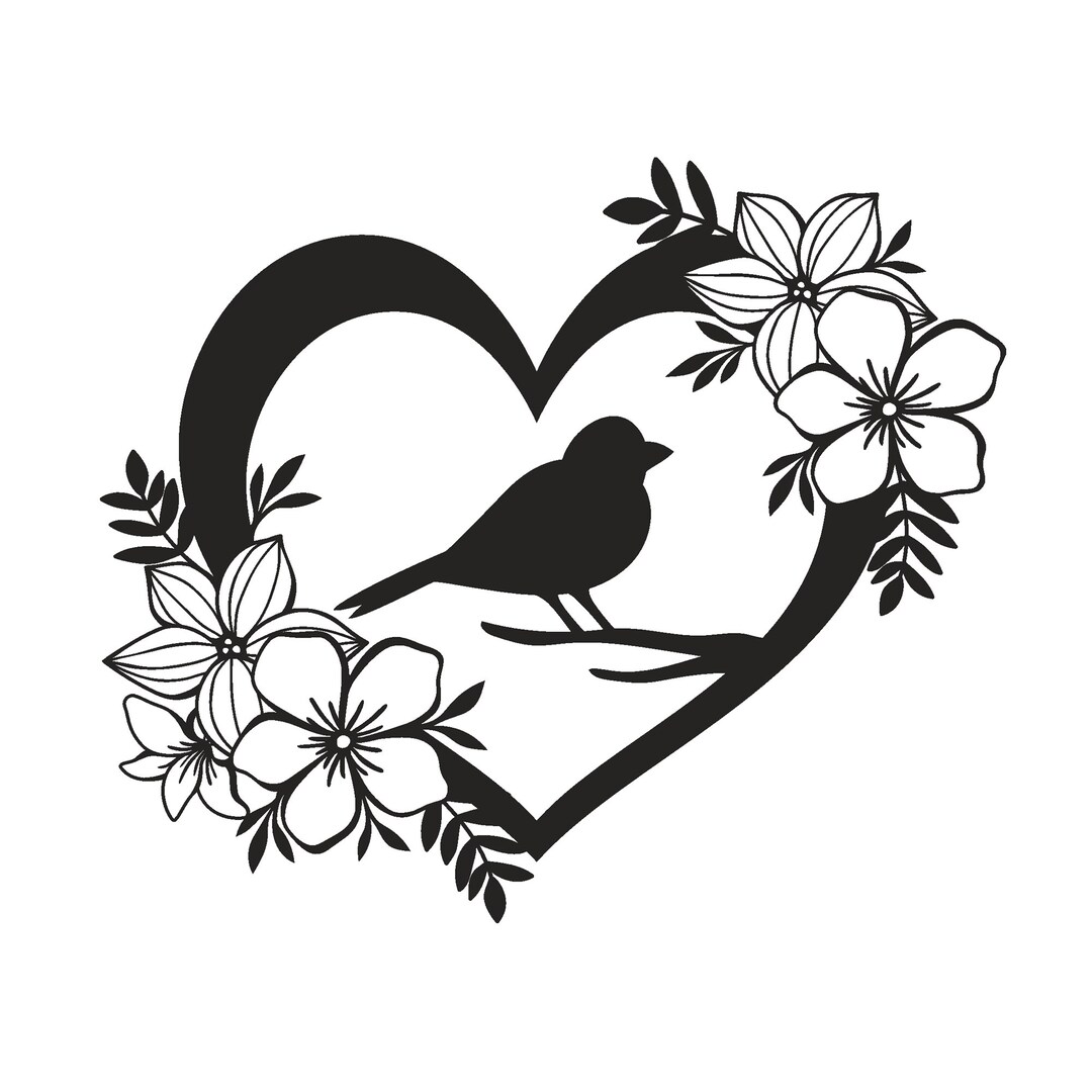 Floral Heart Love Svg, Spring Story Svg, Bird in the Heart Svg, Love ...