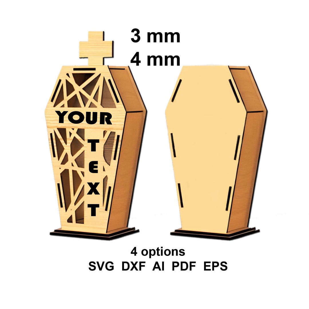 3D Coffin SVG, Coffin Box Digital Cut Files, Halloween Decor Silhouette ...