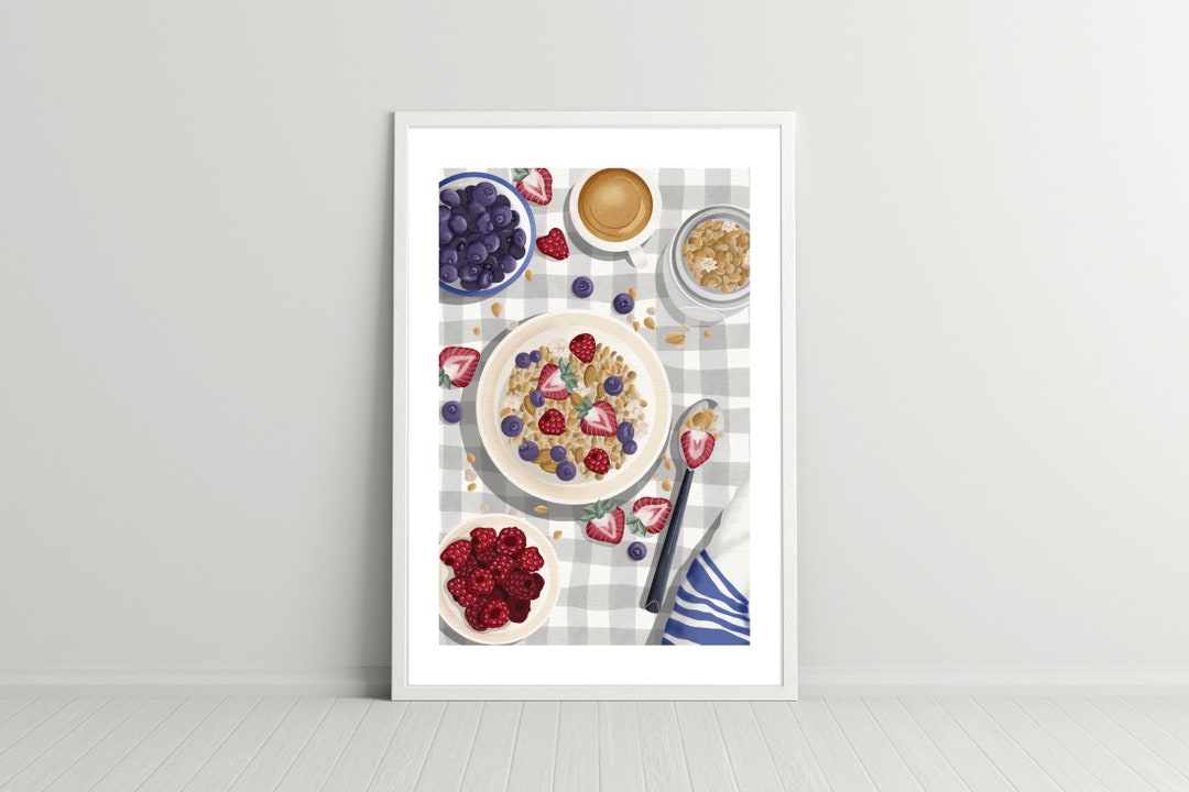 Strawberry Breakfast Digital Download, Food Illustration, Kitchen ...