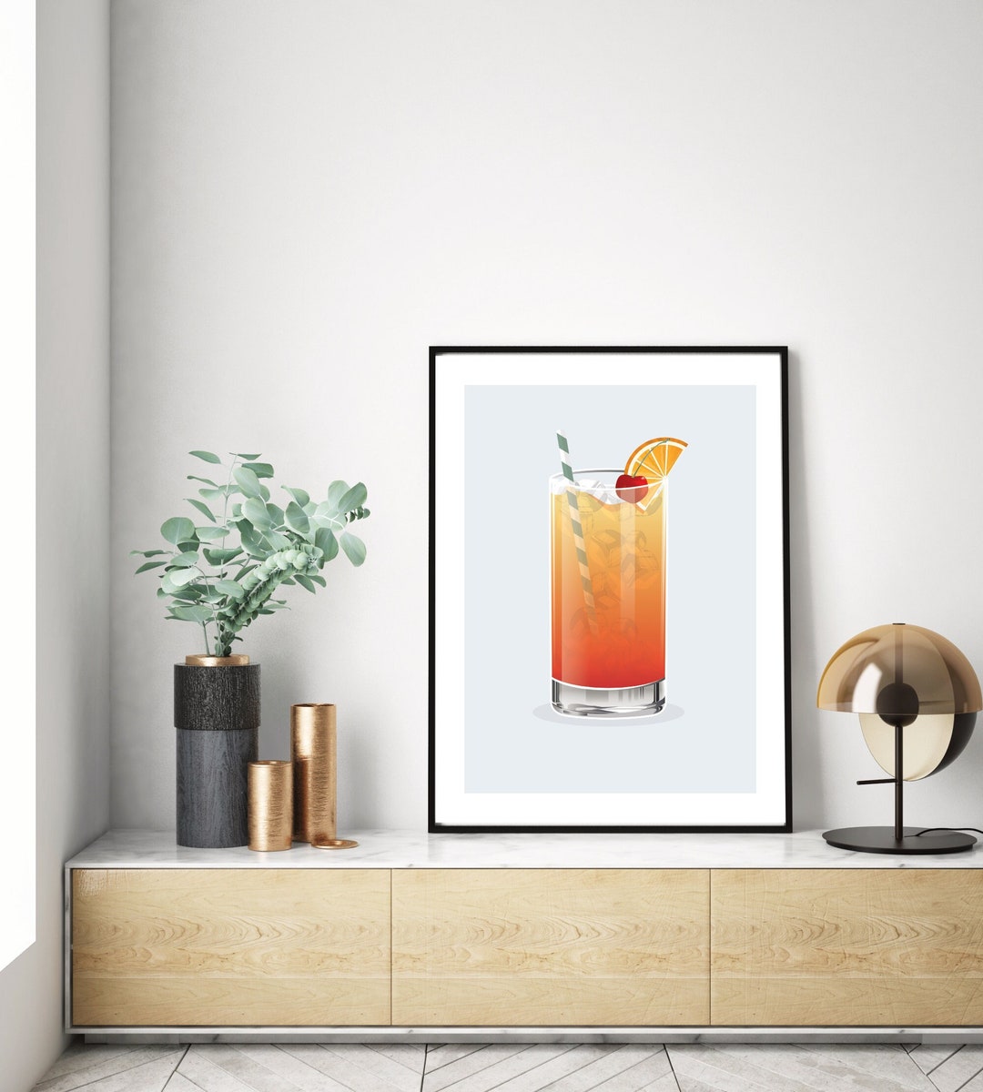 Tequila Sunrise Digital Print (without Name), Cocktail Artwork, Digital ...