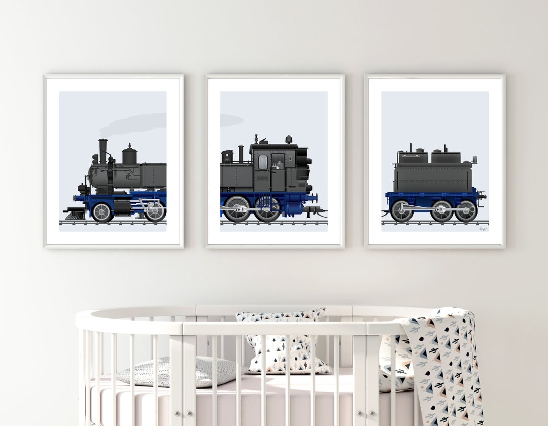 Navy Blue Steam Train, Set of 3 Digital Prints, Digital Download - Etsy