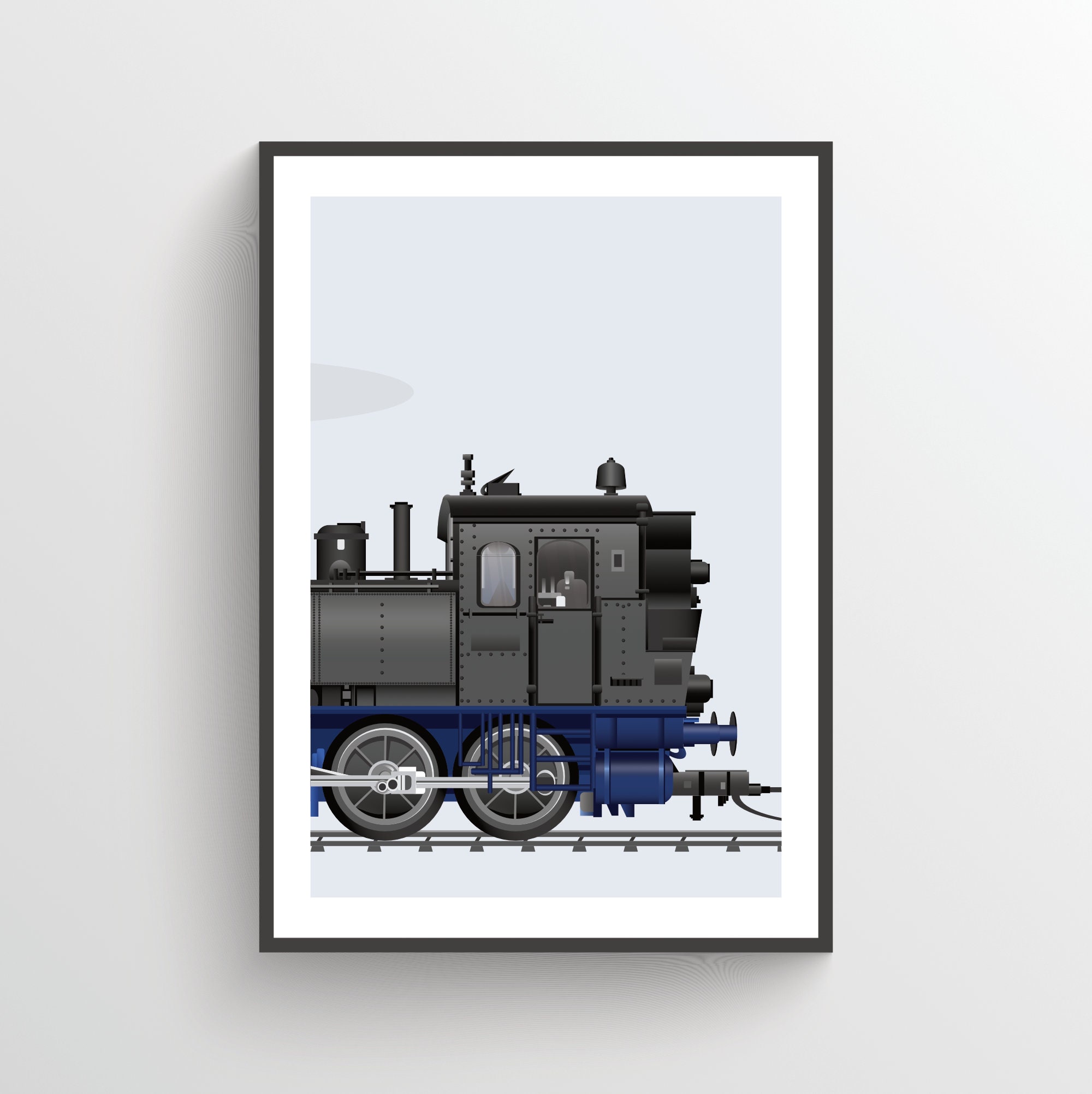 Navy Blue Steam Train Set of 2 Digital Prints Digital - Etsy