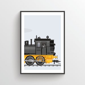 Tangerine Yellow Steam Train, Set of 3 Digital Prints, Digital Download ...