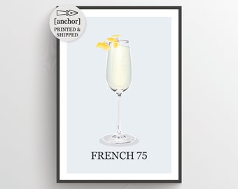 French 75 Cocktail Poster Retro Food Drink Decor Mid - Etsy