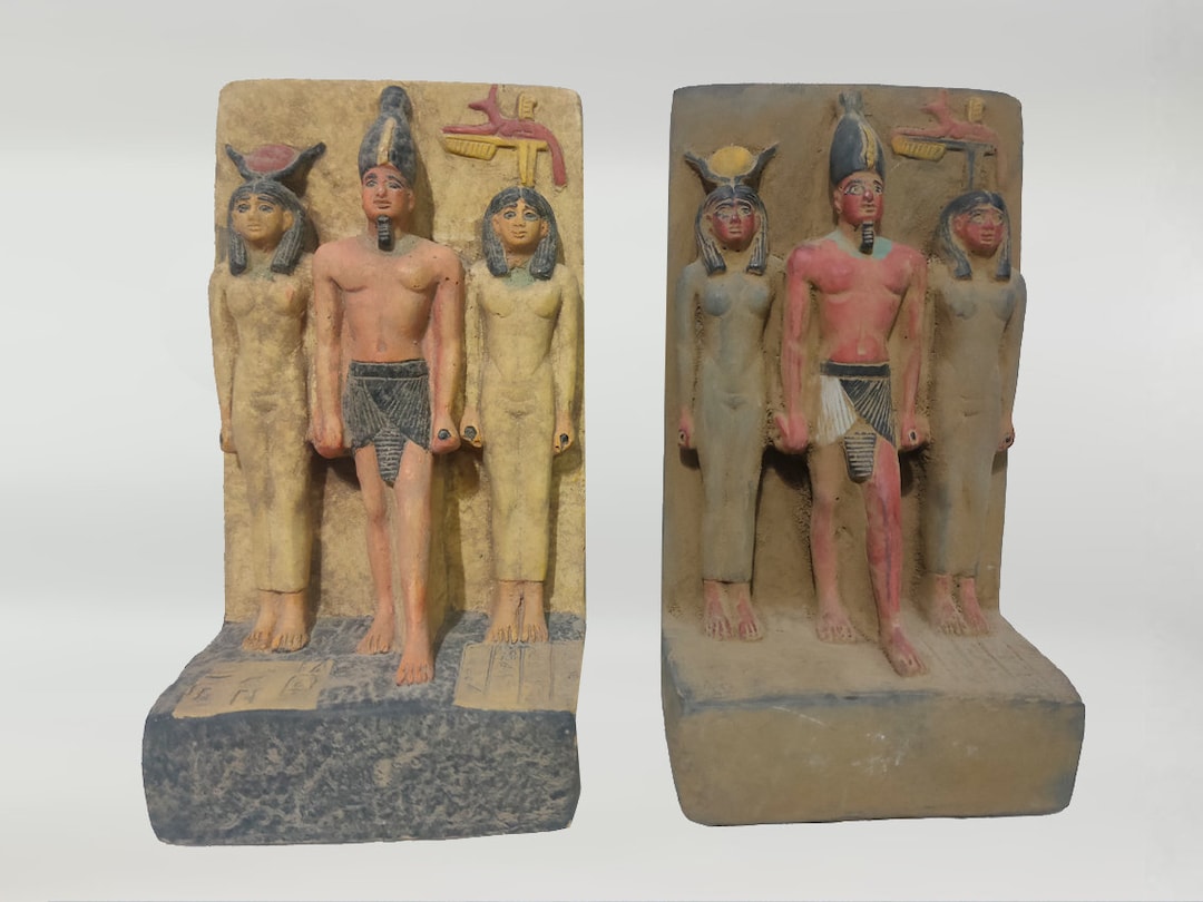 Ancient Egyptian Trinity, God Osiris, Goddess Isis, and Their Son God ...