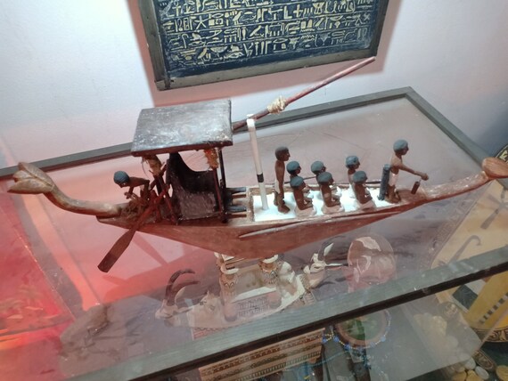 Ancient Egyptian Wooden Boat Model made in Egypt - Etsy Canada