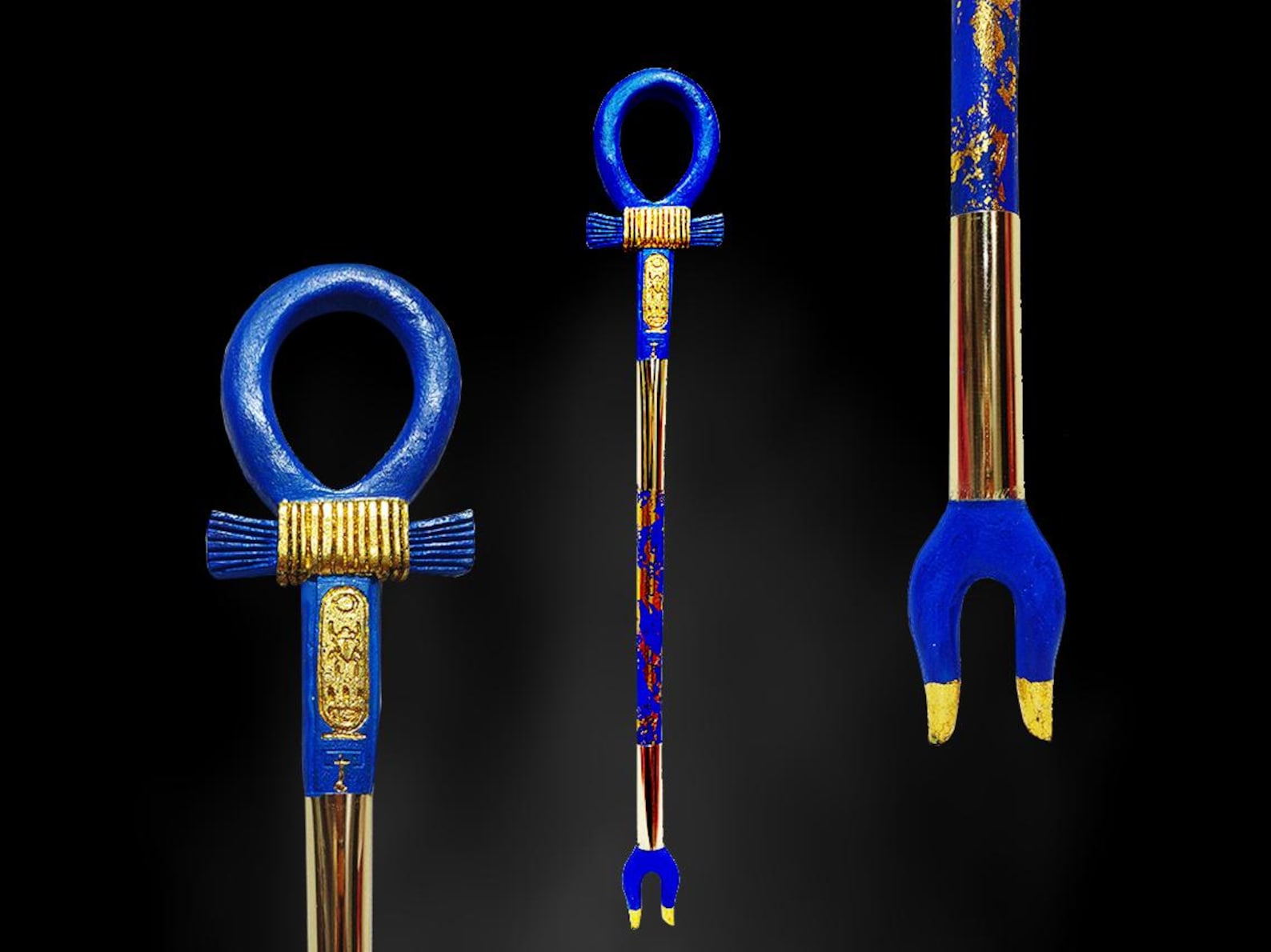 Egyptian Ankh Scepter: Pharaoh Power Symbol, 24k Gold Leaf, 33 Inch - Etsy