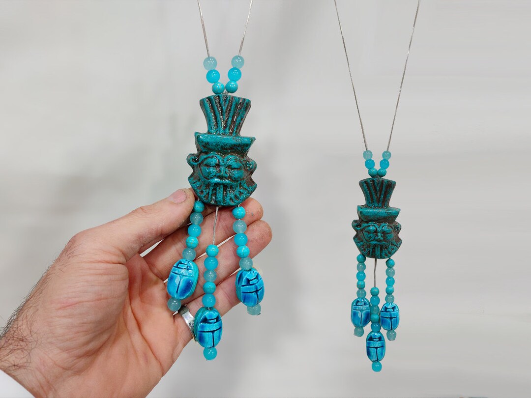 Bes -great Necklace of God Bes. Strong Old Necklace Made in Egypt - Etsy