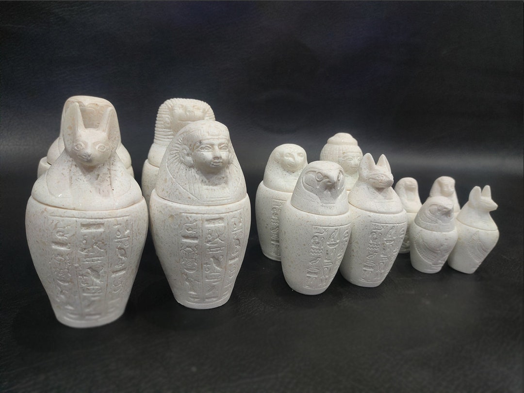 A Unique Alabaster Canopic Jars - Egyptian Canopic Jars - the Art of ...