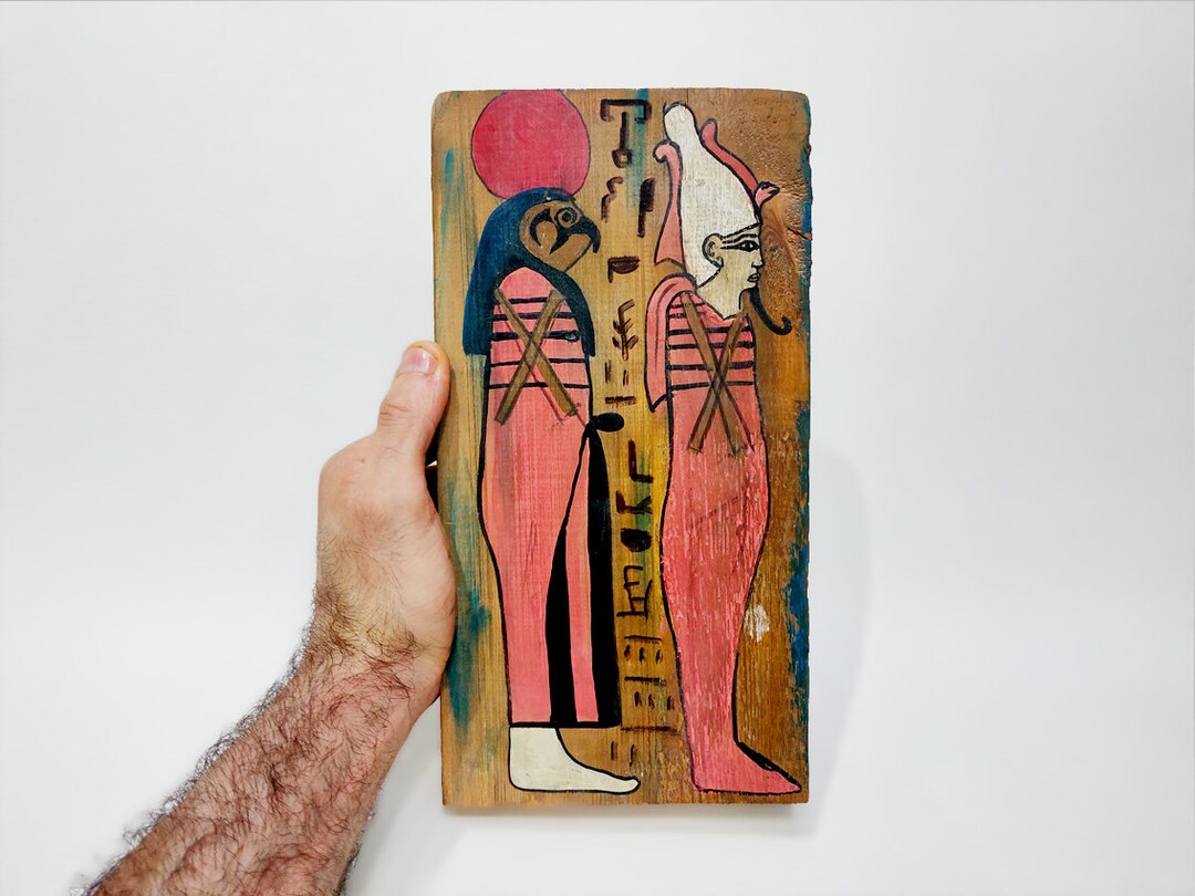 Rare Wooden Panel of Osiris and Horus. Osiris. Part of a Wooden Coffin ...