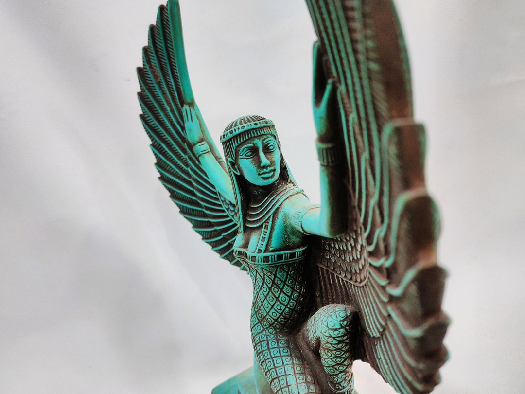 Statue of the Goddess Isis.15.5 Inch Big Open Wings Protection. Isis ...