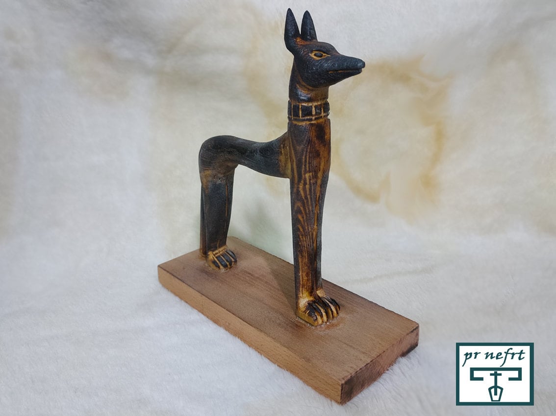 Jackal statue. WepwawetJackal's wooden statue | Etsy