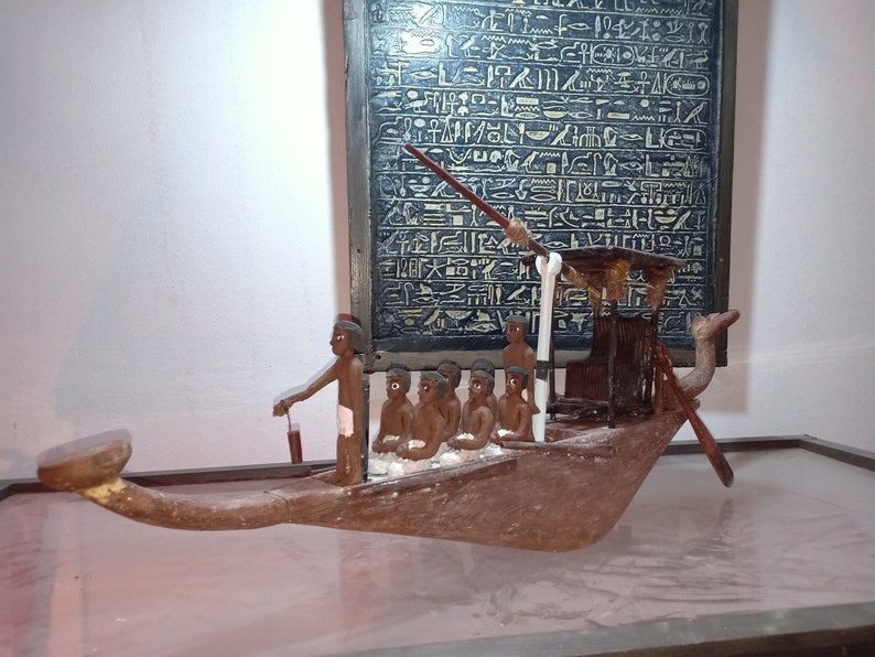 Ancient Egyptian Wooden Boat Model made in Egypt - Etsy