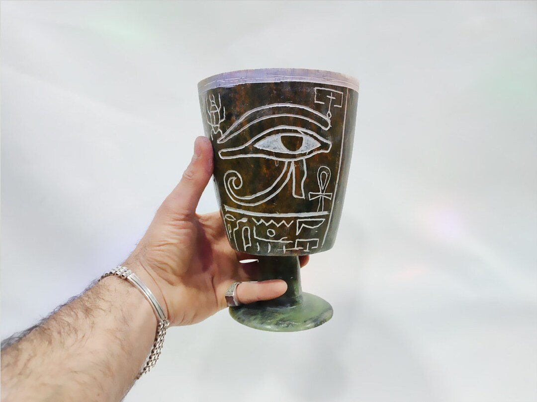 Alabaster Cup, Eye of Horus Cup, Egyptian Alabaster, Green Alabaster ...