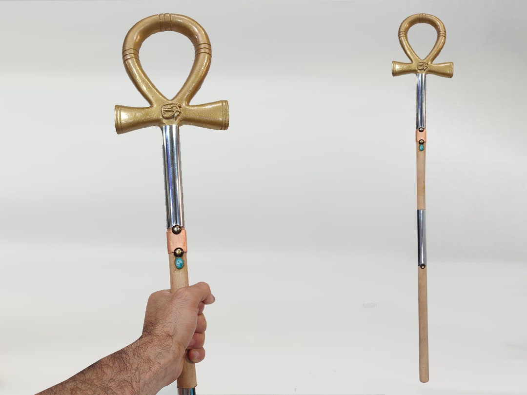 Ankh Scepter Decorated With Turquoise Stone and Copper. Rare Pharaoh's ...