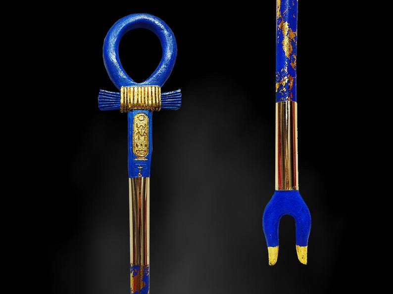 Egyptian Ankh Scepter: Pharaoh Power Symbol, 24k Gold Leaf, 33 Inch - Etsy