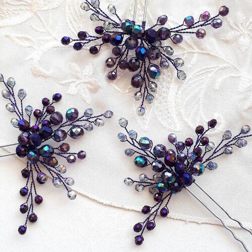 Purple Hair Piece for Wedding Purple Bridal Hair Pins - Etsy
