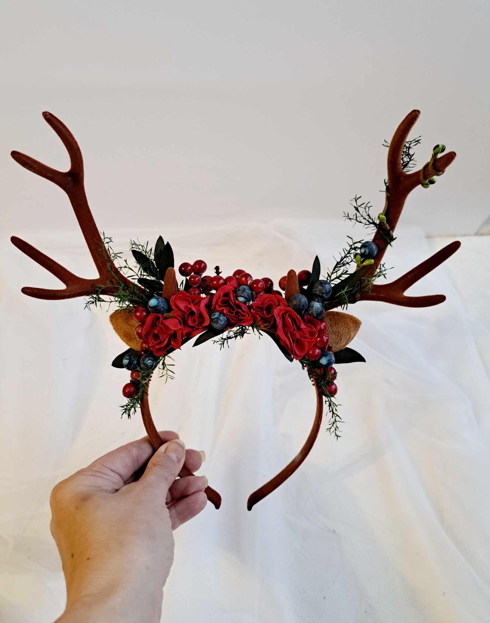 Reindeer Antler Headband Christmas Headband Woman Red Christmas ...