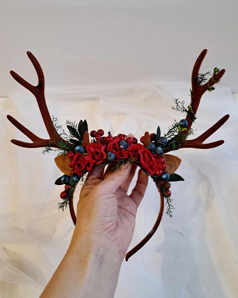 Reindeer Antler Headband Christmas Headband Woman Red Christmas ...