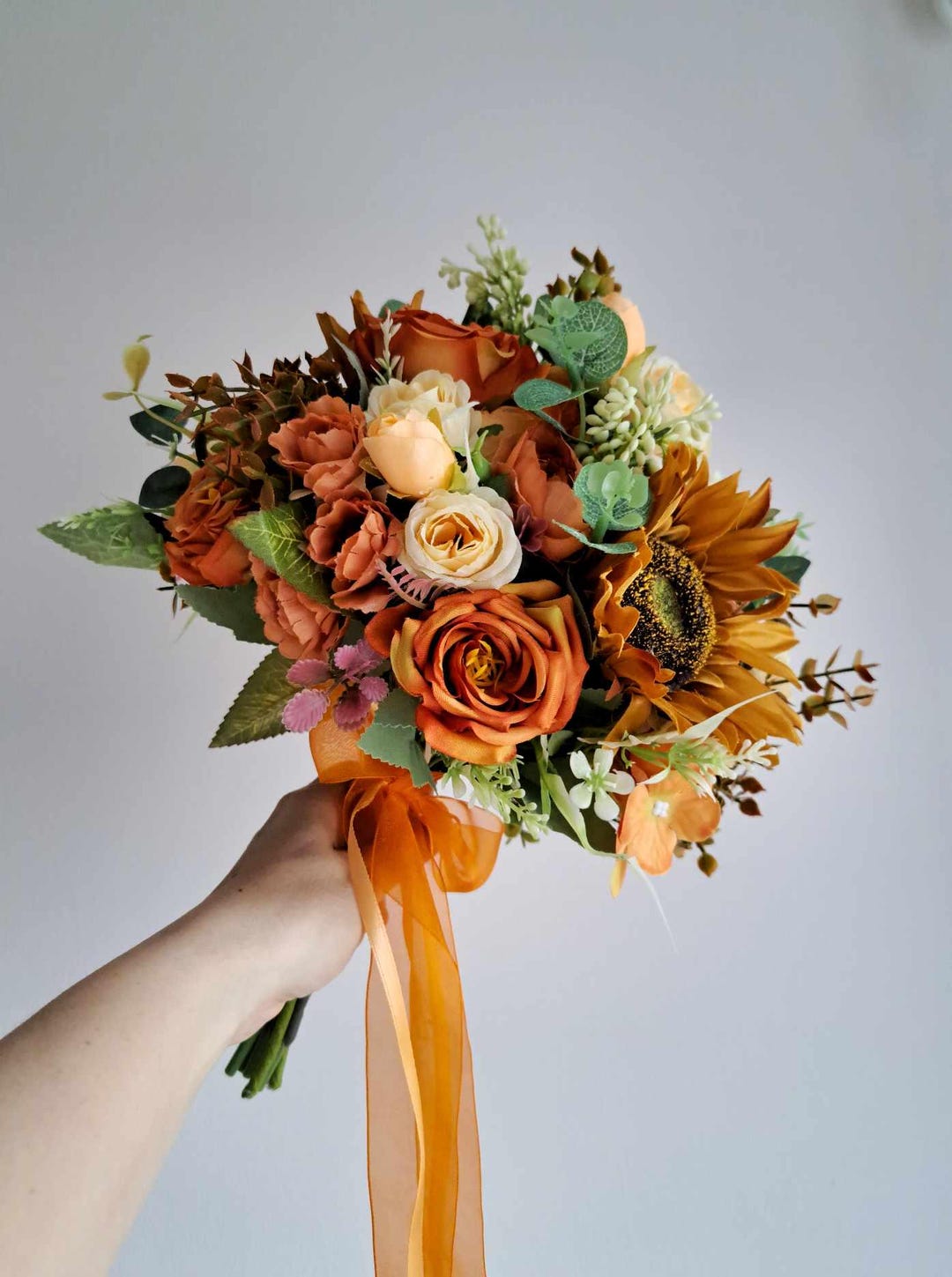 Rust Orange Bridal Bouquet Sunflowers Wedding Bouquet Fall Wedding ...