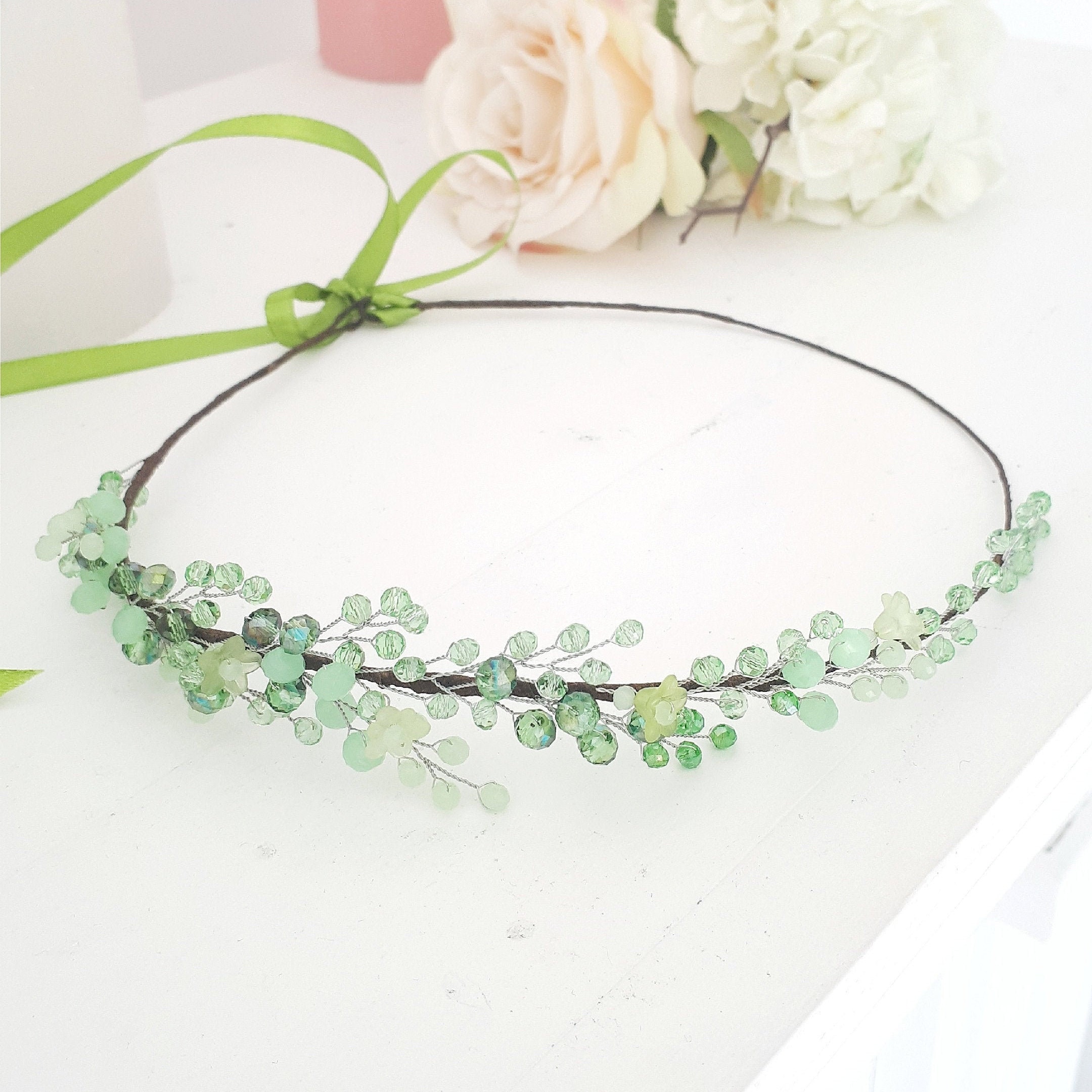 Sage Green Hair Accessories Greenery Bridal Crown - Etsy