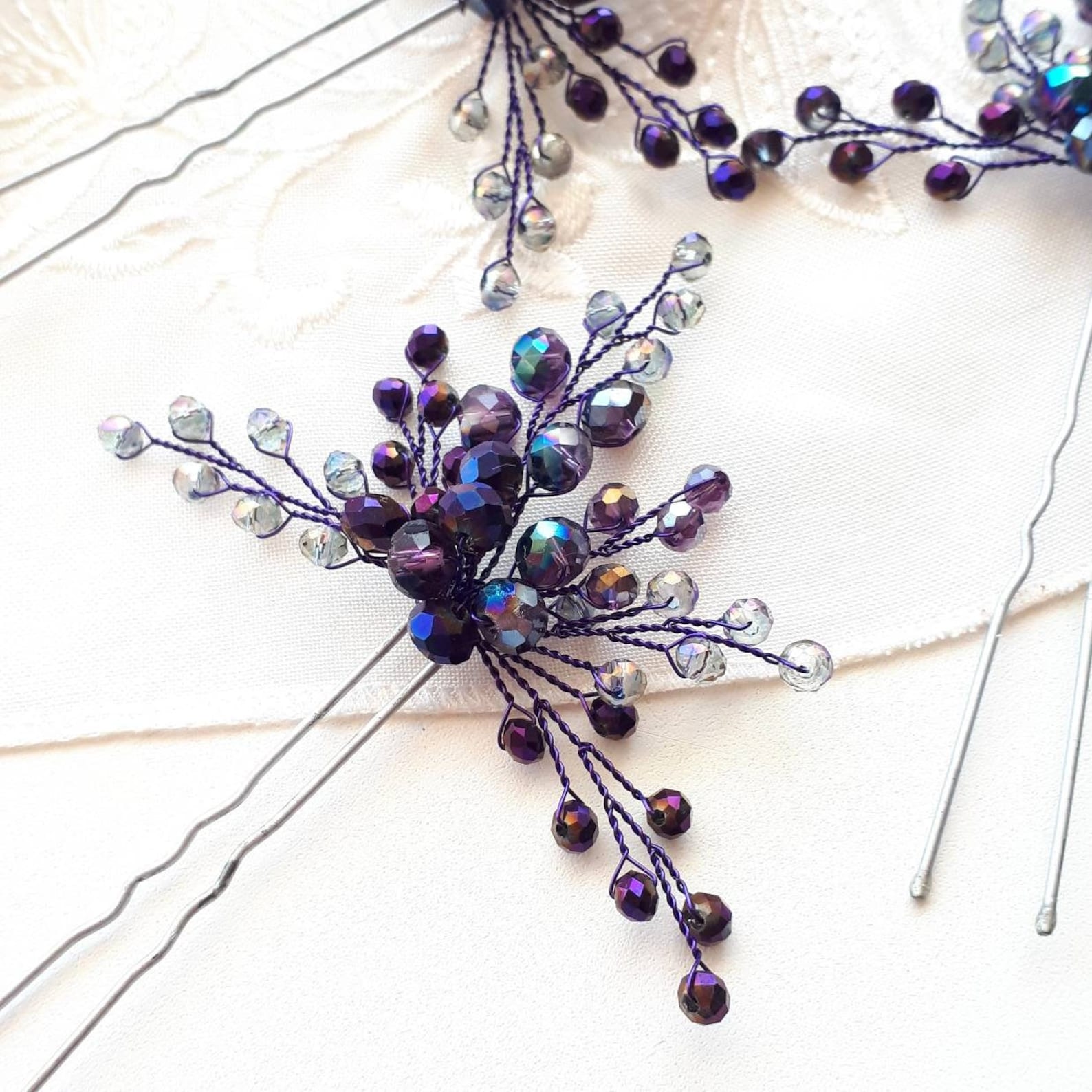 Purple Hair Piece for Wedding Purple Bridal Hair Pins - Etsy