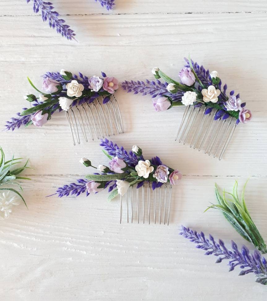 Lavender Hair Comb Bridal Hair Piece Floral - Etsy