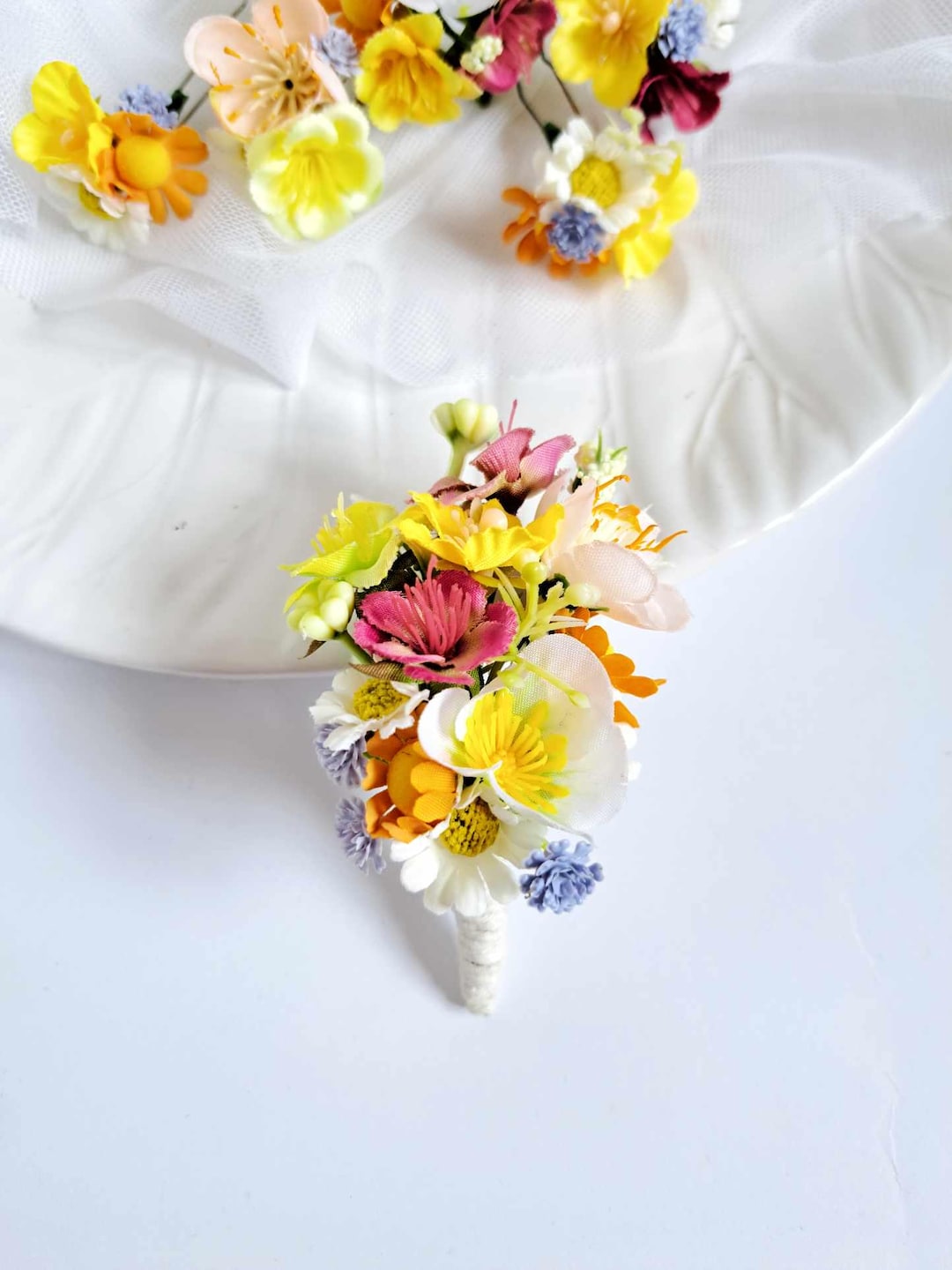 Wildflowers Wedding Boutonniere for Man Meadow Flower Boutonniere Pink ...