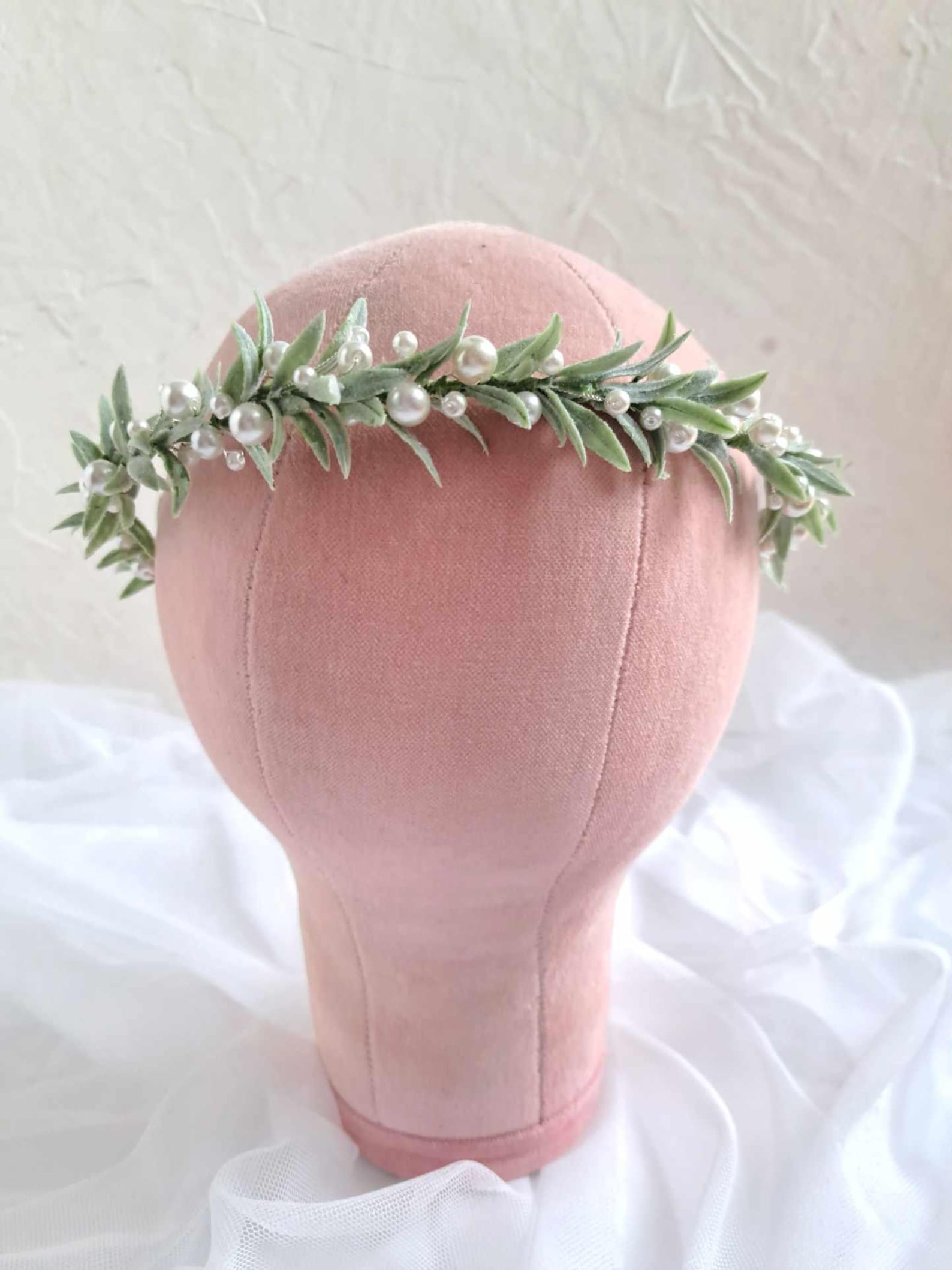 Greenery White Pearl Wedding Hair Comb Bridal Flower Hairpiece ...