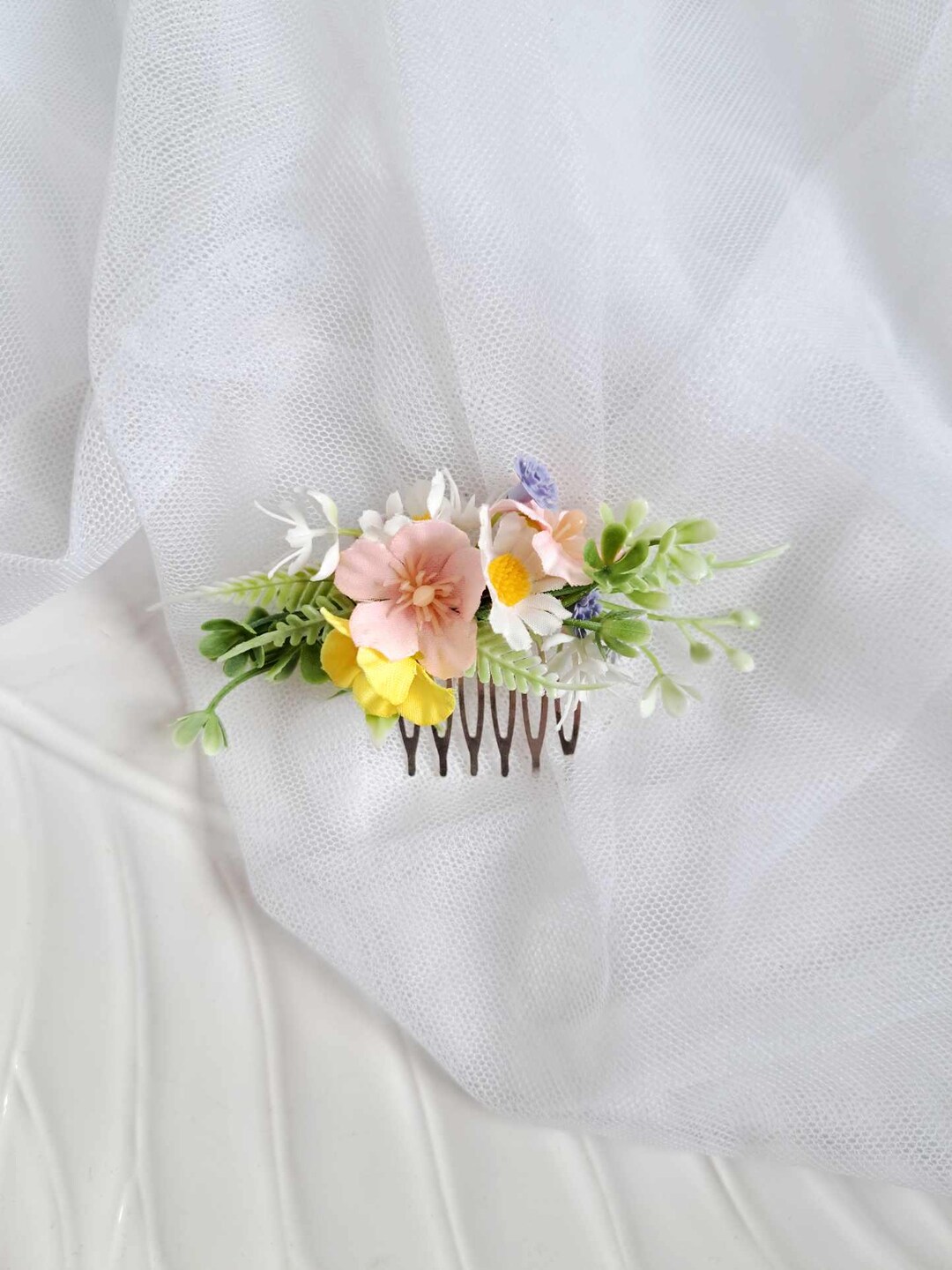 Colorful Bridal Flower Comb Wild Flower Wedding Flower Mini Comb Summer ...
