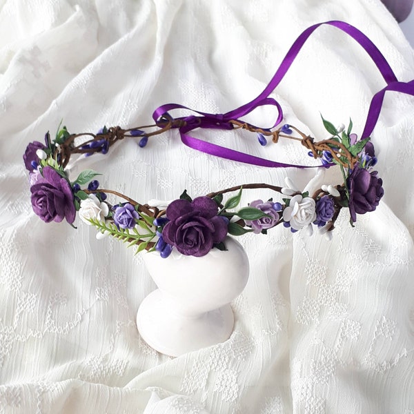 Purple Flower Crown - Etsy