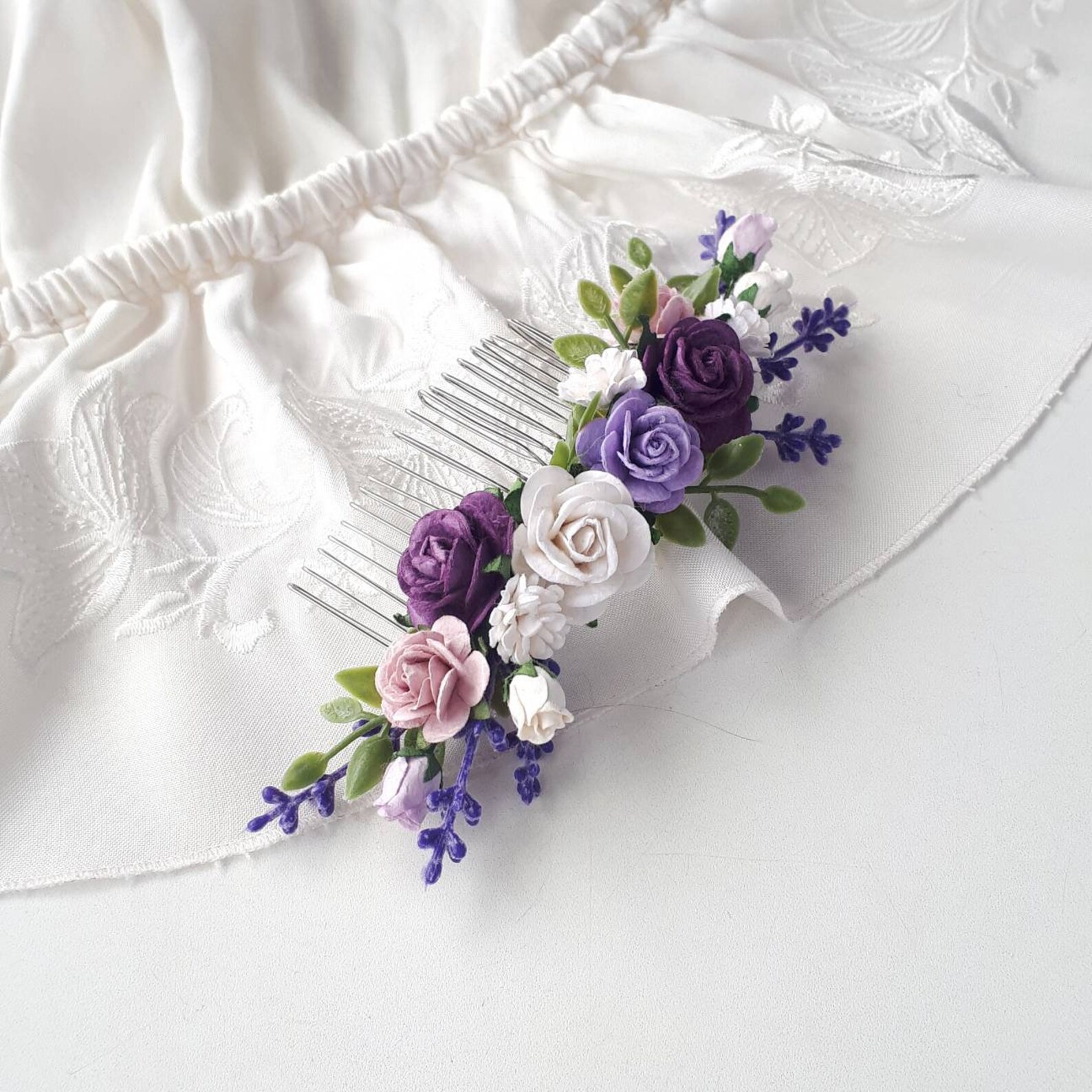 Lavender Hair Comb Purple Flower Hair Piece Wedding Floral Hair ...