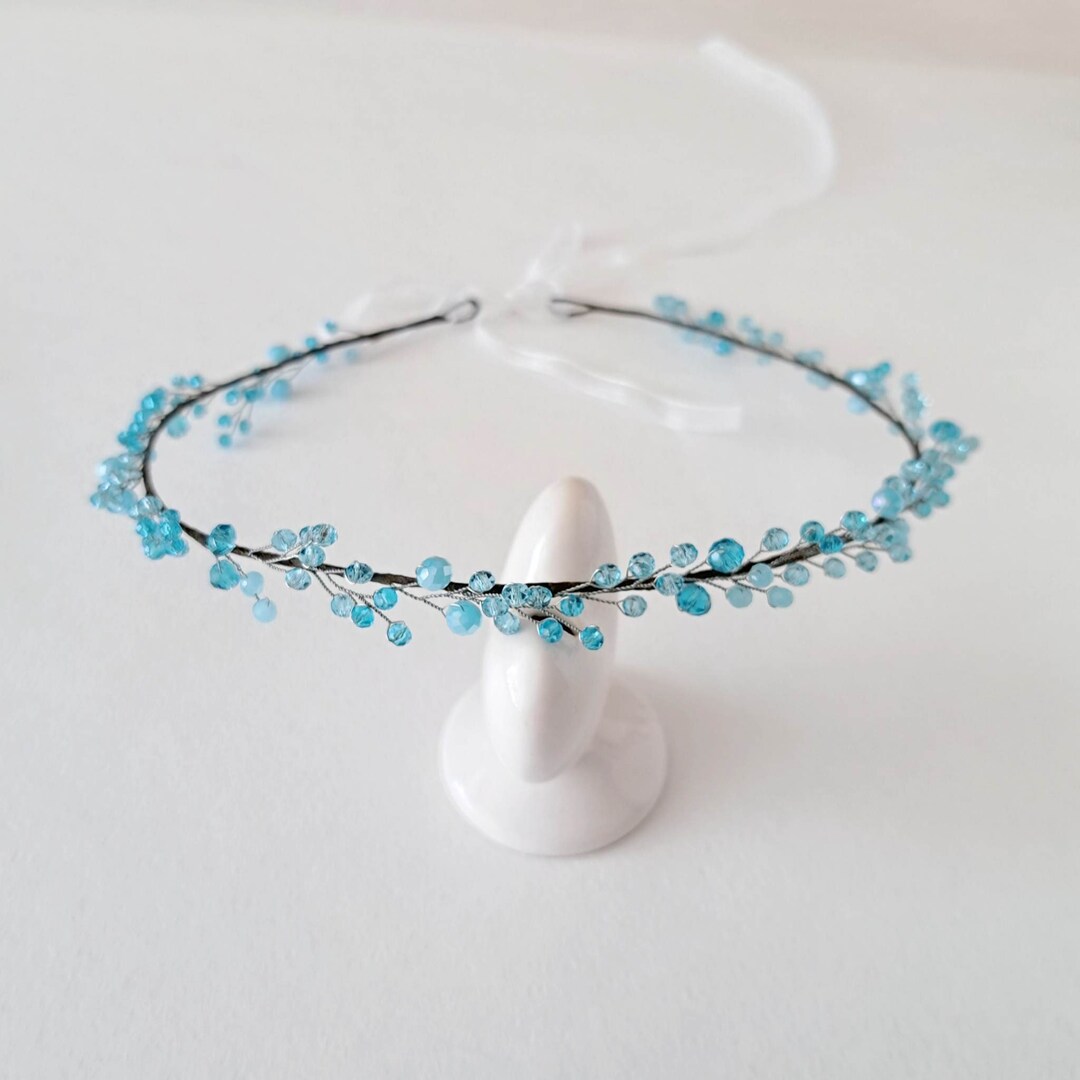 Blue Wedding Crown Teal Bridal Headpiece - Etsy
