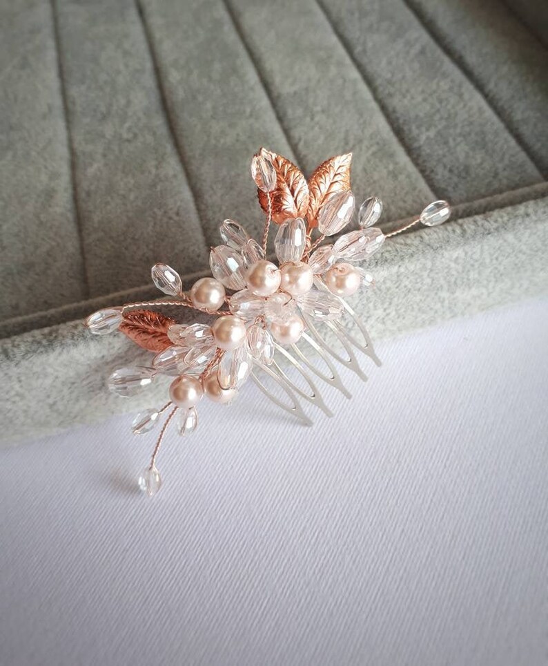Rose Gold Hair Piece for Bride Wedding Pearl Hair Comb - Etsy Israel