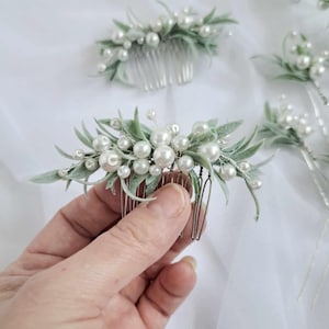 Greenery White Pearl Wedding Hairpiece Bridal Flower Hairpiece ...