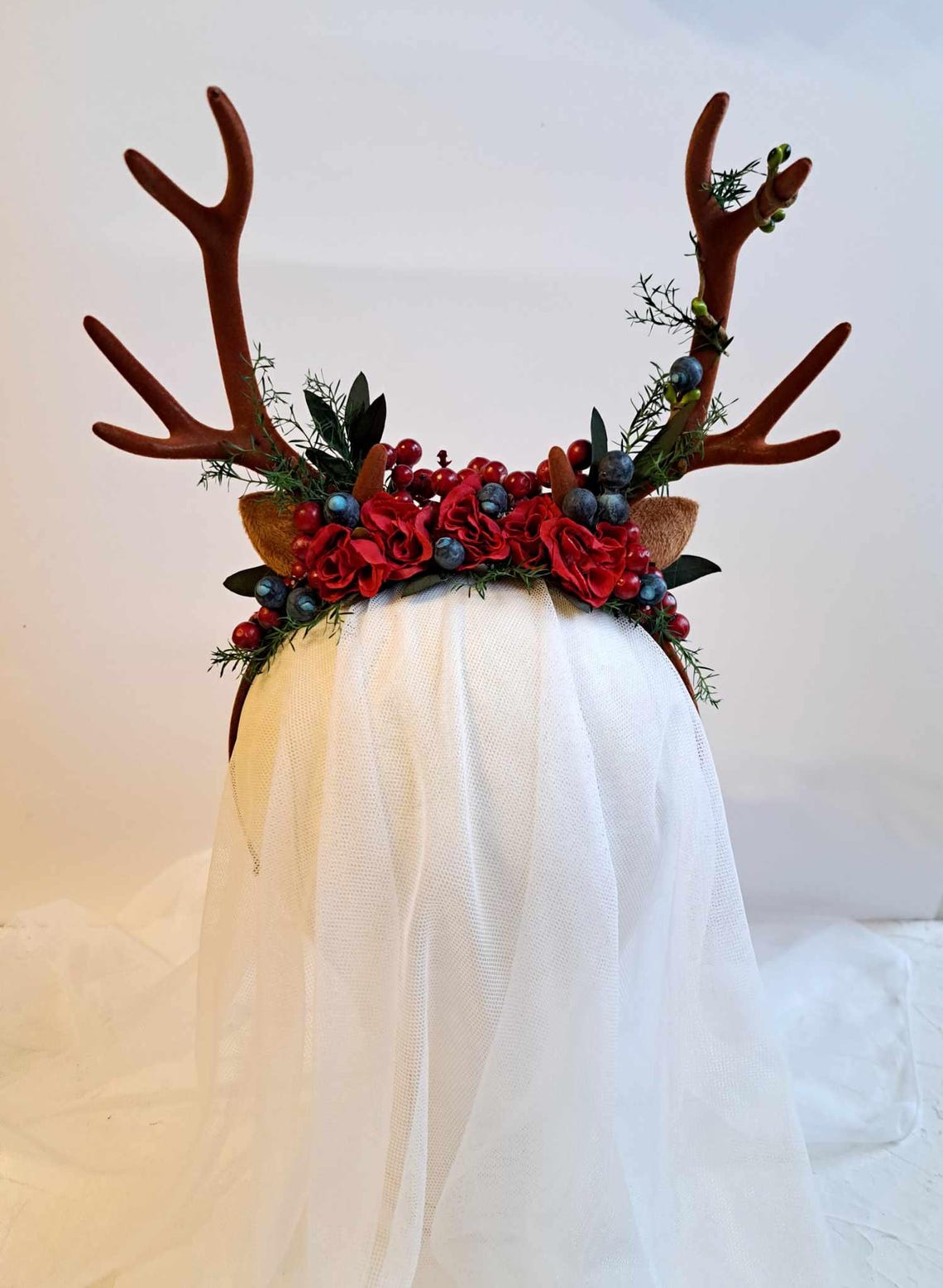 Reindeer Antler Headband Christmas Headband Woman Red Christmas ...