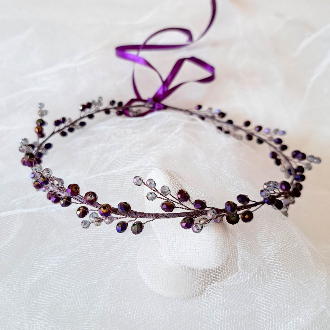 Purple Wedding Crown Lavender Bridal Headpiece Bridesmaid Crown - Etsy