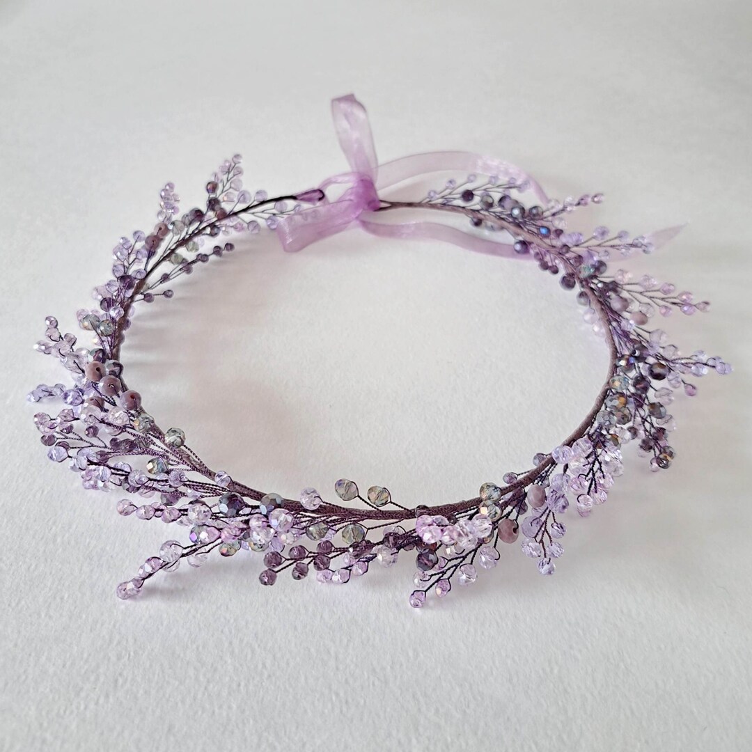 Purple Wedding Crown Lavender Bridal Tiara Purple Head Piece - Etsy